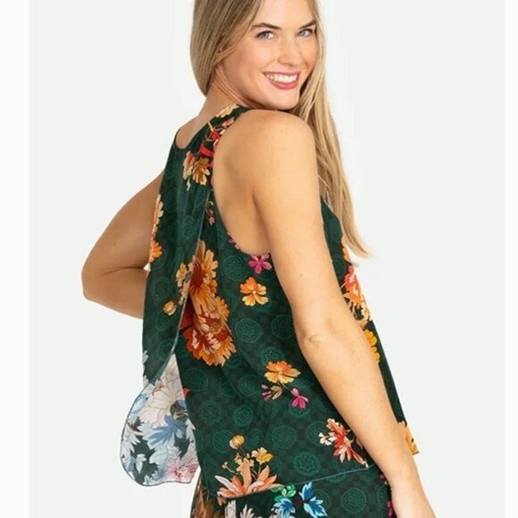 Johnny Was | Tops | Johnny Was Roselynn Silk Floral Print Tank Top M ...